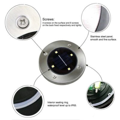 4 Waterproof Solar Powered LED Disk Lights — Luxenmart Up to 80% Off ...
