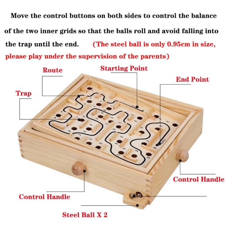 3D Maze Ball Game Montessori - Wooden Labyrinth Toy — Luxenmart Up to ...