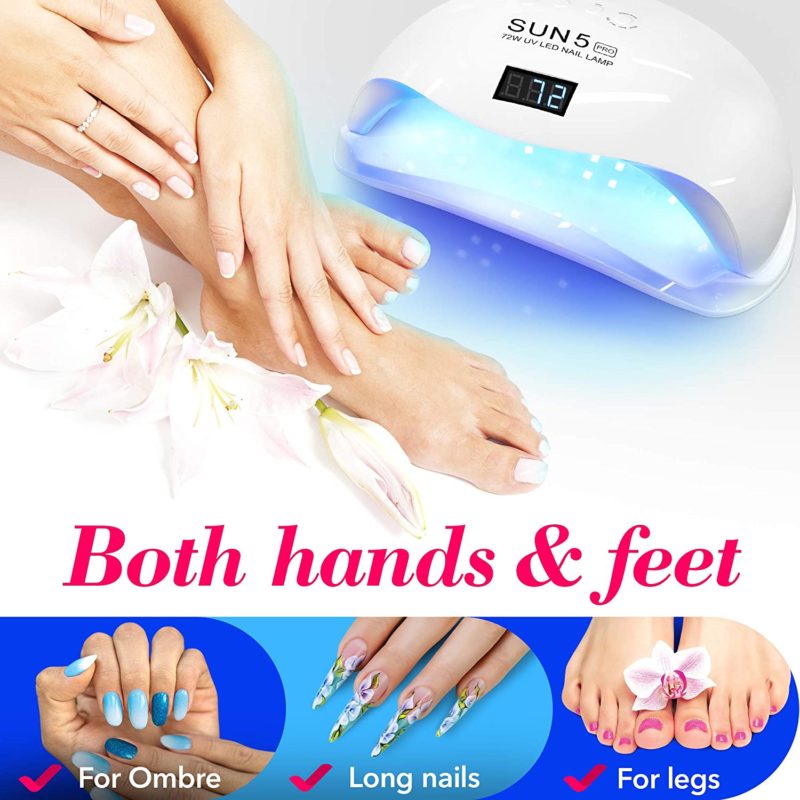 Professional Nail Dryer 72W - Sun 5 Pro Best UV LED Nail Lamp for ...